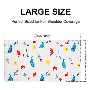 KOROTUS Muslin Burp Cloths Washcloths Face Towels 5-Pack Extra Large 10 X 20 Inch of Baby Burp Cloths 100% Organic Cotton 6 Layers Soft