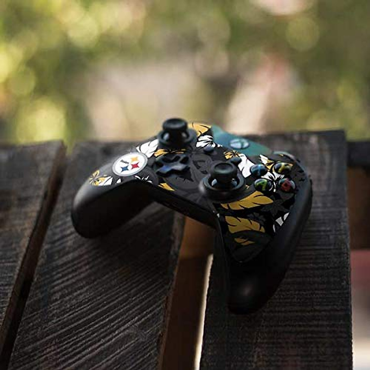 Skinit Decal Gaming Skin Compatible with Xbox One Controller - Officially Licensed NFL Pittsburgh Steelers Tropical Print Design