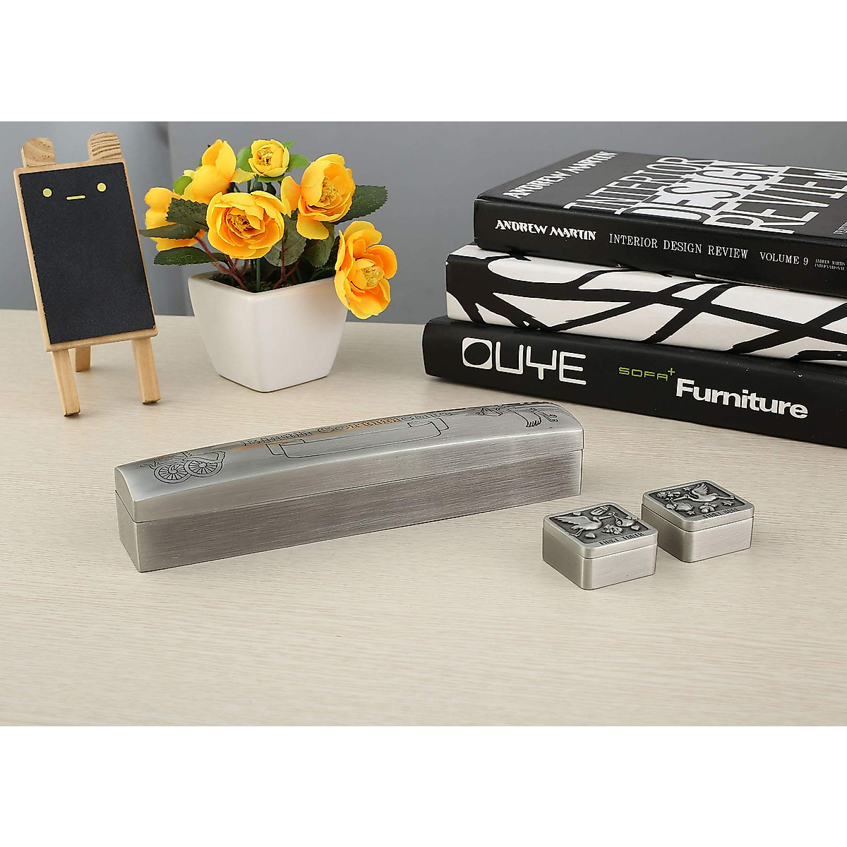 Mogoko Silver Birth Certificate Holder Set with First Tooth and Curl Keepsake Box for Children Kids