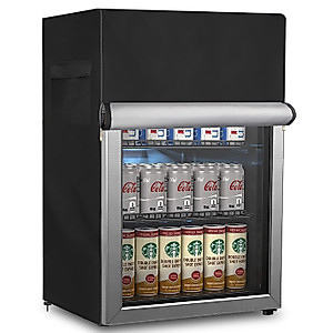 Dalema Outdoor Refrigerator Cover,600D Heavy Duty 100% Waterproof Upright Freezer Cover,Outside Stand Up Fridge Covers.Front Can Be Rolled-Up by Zippers.(Black,20" W x 20" D x 33" H)