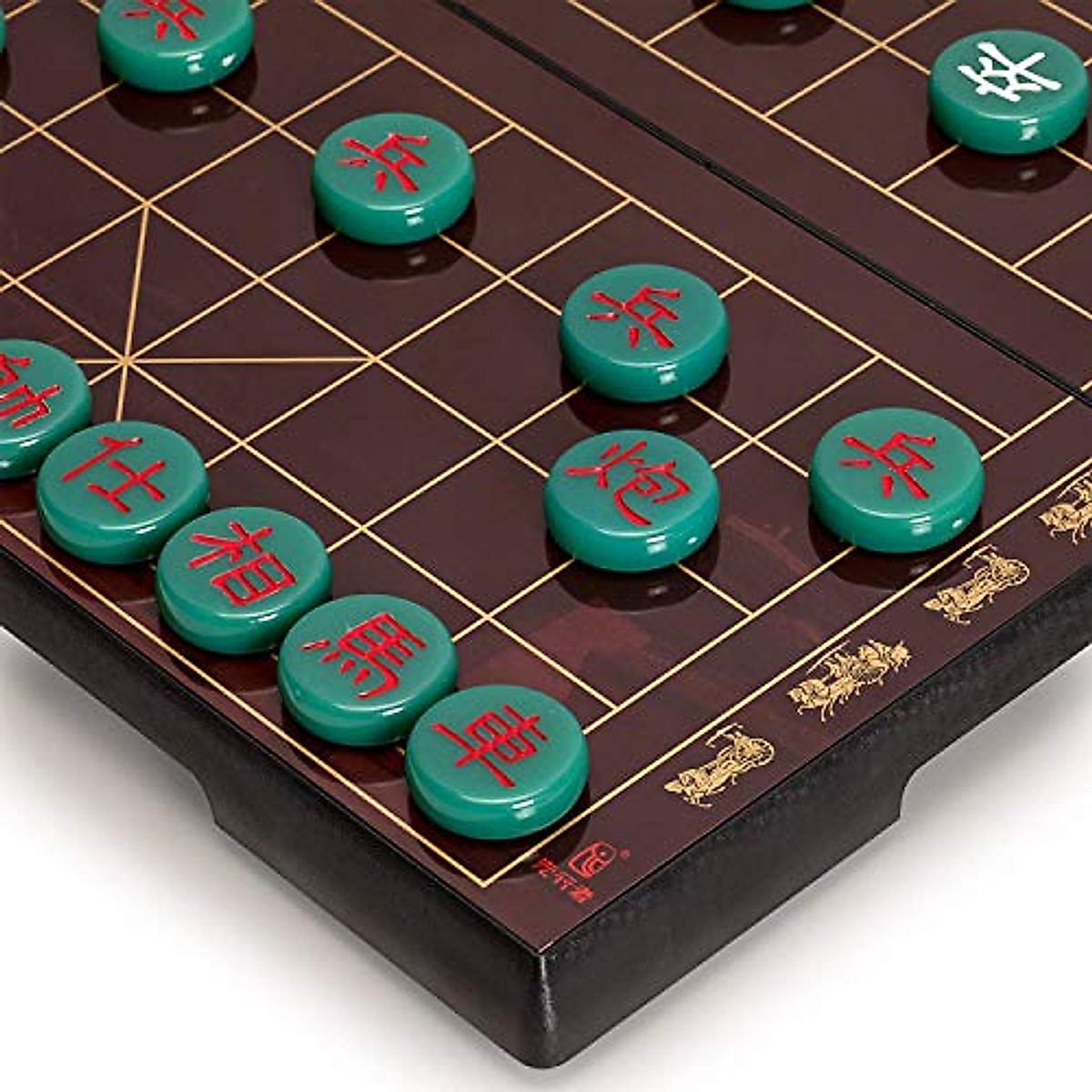 Luoyer 12.5inch Portable Chinese Chess Set with Folding Board and Magnetic Piece Traditional Xiangqi Classic Educational Strategy Games Board Games for 2 Players (Red Board Green Piece)