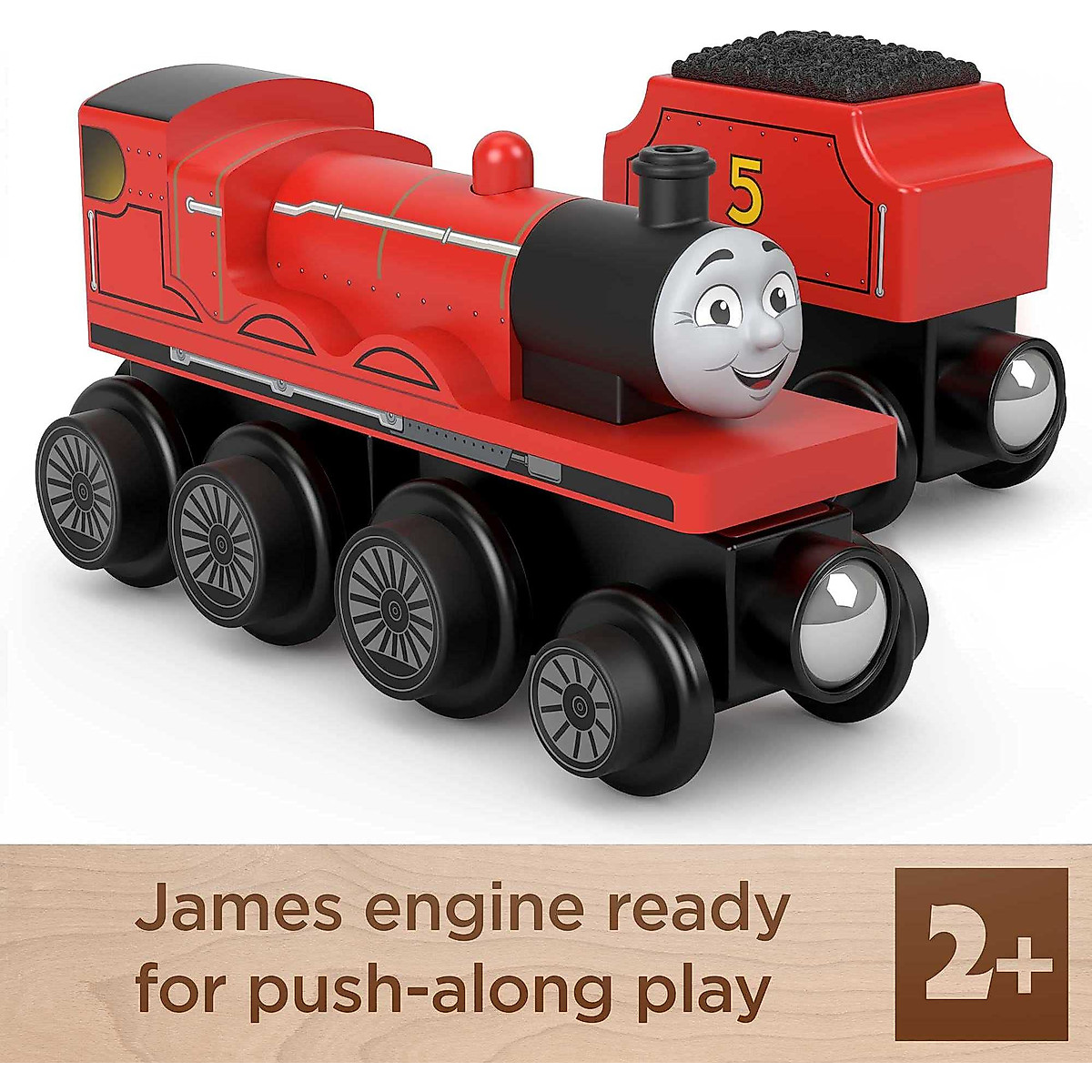 Thomas & Friends Wooden Railway Toy Train James Push-Along Wood Engine & Coal Car for Toddlers & Preschool Kids Ages 2+ Years (Amazon Exclusive)