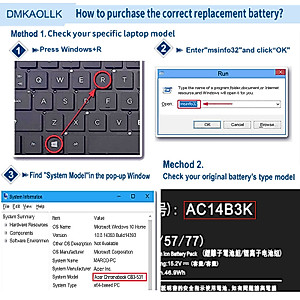 DMKAOLLK AC14B3K Battery for Acer Chromebook 15 CB3-531 CB3-531-C4A5 CB5-571 CB3-111 C810 C910 Aspire R5-571TG R5-571TG-7229 Spin 3 SP513 SP513-51-55ZR Aspire E15 ES1-512 KT00403032