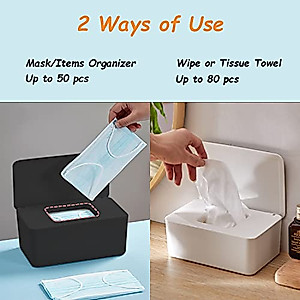 Wipes Dispenser, Wipe Holder for Baby & Adult, Seposeve Refillable Wipe Container, Keeps Wipes Fresh, Far from Dirty Wipes, Easy Open/Close Wipes Pouch Case, Black