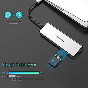 LENTION USB C Hub with 4K HDMI, SD 3.0 Card Reader, Gigabit Ethernet, Charging, USB 3.0/2.0 & Aux Port Compatible MacBook Pro, New Mac Air/Surface, More, Stable Driver Adapter (CB-C69, Silver)
