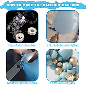 134Pcs Dusty Blue Balloons Arch Garland Kit, Dusty Baby Pastel Blue Chrome Gold Blue Sand White Confetti Balloon for Boy Baby Shower Decorations Bridal Shower Gender Reveal Birthday Party Supplies