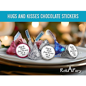 324 Hugs and Kisses from The New Mr. & Mrs. Kiss Wedding Stickers, Chocolate Drops Labels Stickers for Weddings, Bridal Shower Engagement Party Decorations, Kisses Favors Decor. Made in USA