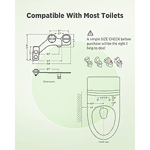 Bidet Attachment for Toilet, Ciays Ultra-Slim Bidet Toilet Seat Attachment , Self-Cleaning Dual Nozzles, Non-Electric Bidet Attachment for Sanitary and Feminine Wash, Sliver/White (CIBA02)