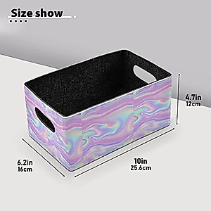 Oyihfvs Iridescent Liquid Abstract Art Rainbow Pink Turquoise Marble 2 PCs Rectangle Foldable Felt Storage Bin, Collapsible Cube with Handles Thick Fabric Box Organizer Clothes Supplies for Home