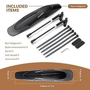 ROCKBROS Bike Fenders Adjustable Bicycle Fenders for 26"/27.5"/29" Mountain Bike Universal Rear Mud Guards for MTB