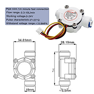 DIGITEN 1/4 Quick Connect 0.3-10L/min Water Hall Effect Flow Sensor Meter