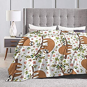 Waldeal Sloth Flannel Fleece Throw Blanket 60"x50" Lightweight Office Couch Sofa Bedroom for Kid Adults All Season