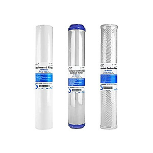 Standard Three Stage Water Filter Replacement Kit 20" Sediment, Carbon, GAC