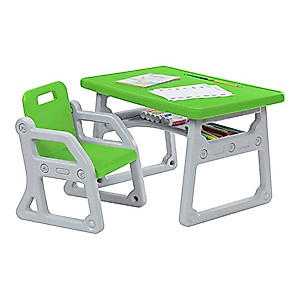 ECR4Kids Toddler Plus Desk and Chair, Kids Furniture, Grassy Green/Light Grey