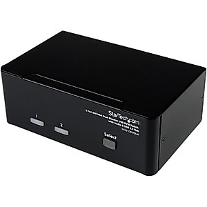 StarTech.com 2 Port KVM Switch - DVI and VGA w/ Audio and USB 2.0 Hub – Dual Monitor / Display / Screen KVM Switch - DVI VGA , TAA (SV231DDVDUA)