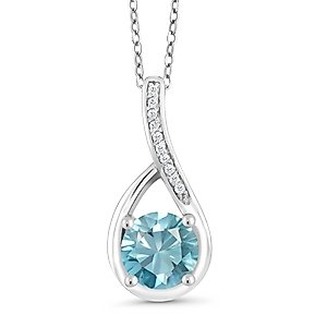 Gem Stone King 925 Sterling Silver 6MM Round Gemstone Birthstone and White Diamond Necklace | Infinity Pendant Necklace for Women | With 18 Inch Chain