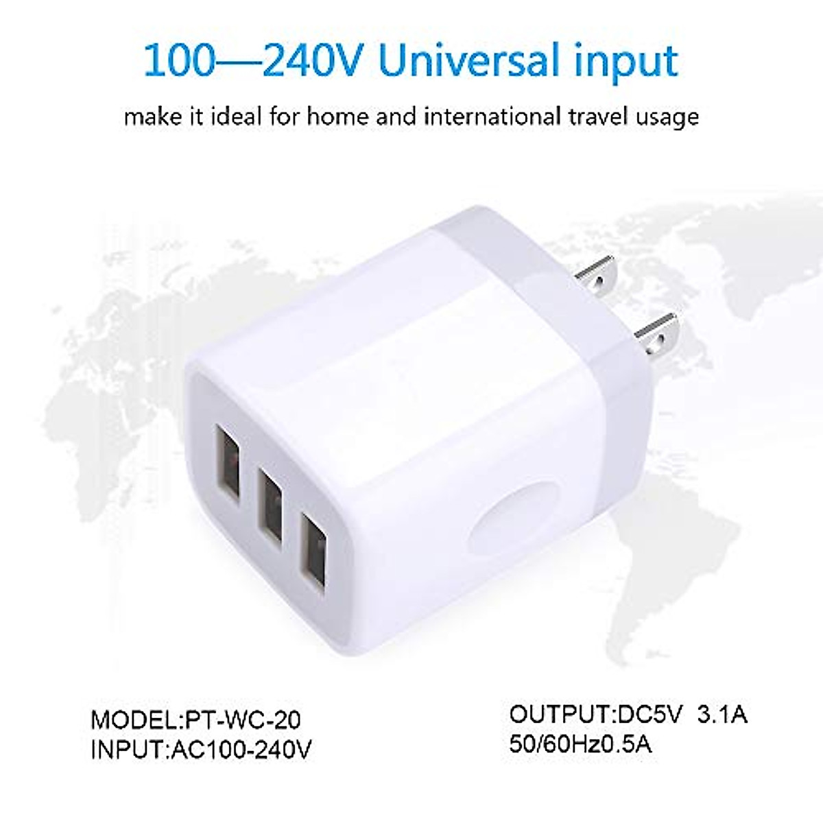 USB Wall Charger, Hootek 2Pack Wall Plug 3-Port USB Charging Station 3.1A Power Adapter Multi Port Quick Charger Block Cube Compatible iPhone 14 13 12 11 Pro XS MAX 8 Plus,iPad,Samsung Galaxy S22 S21