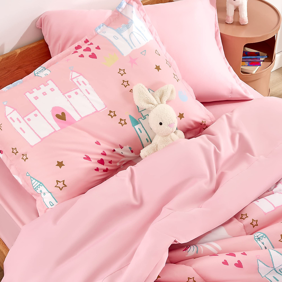 SLEEP ZONE Kids Bedding Twin Comforter Set - Super Soft & Cute Printed 2-Piece Comforter Set All Seasons for Boys, Girls, Fade Resistant, Machine Washable, Unicorn Castle