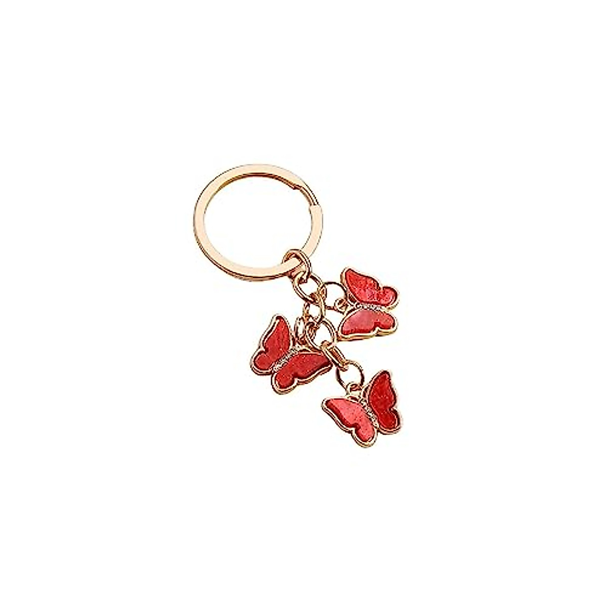 1~3 Pcs Butterfly Charms Keychain Cute Acrylic Crystal Butterfly Chain Tassel Keyring Purse Bag Accessories(Red)