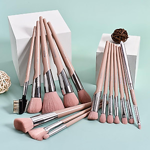 Bueart Design 16Pcs ULTRA SOFT Labeled Pro Makeup Brushes Set with Foundations Powder Blush Concealer Blending Eyeshadow Contour Brush (16Pcs Elegant Pink)