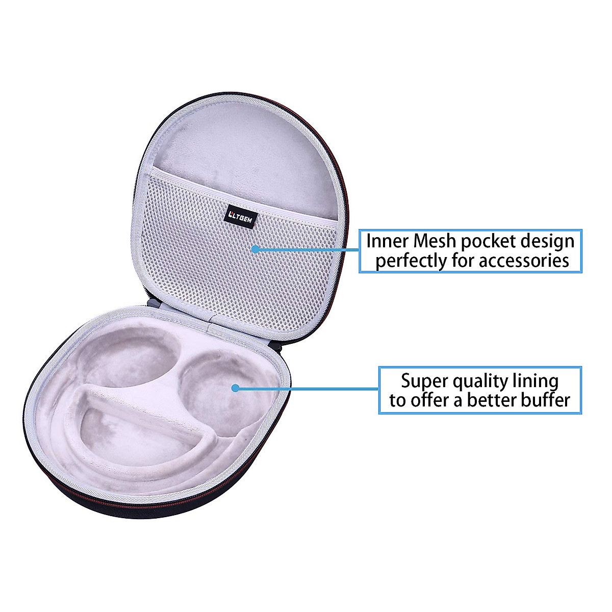 LTGEM Case Compatible with Sony WH-CH720N / WH-CH520 / WHCH710N / WH-CH510 Noise Canceling Headphones Over The Ear Headset, Black+Gray