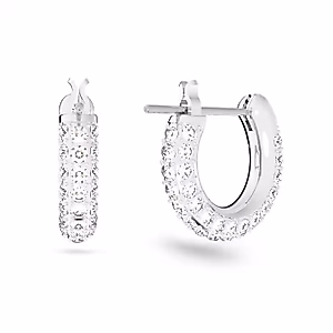 Swarovski Dextera Mini Hoop Women's Earrings, Clear Swarovski Crystals on a Rhodium Finished Setting with Lever Back Closure