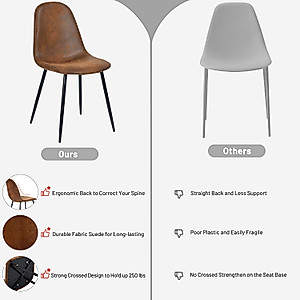 FurnitureR Dining Chairs Comfortable Upholstered Side Seating Armless for Home Kitchen Bedroom Living Room Guest Restaurant Cafe (Brown, Set of 4)
