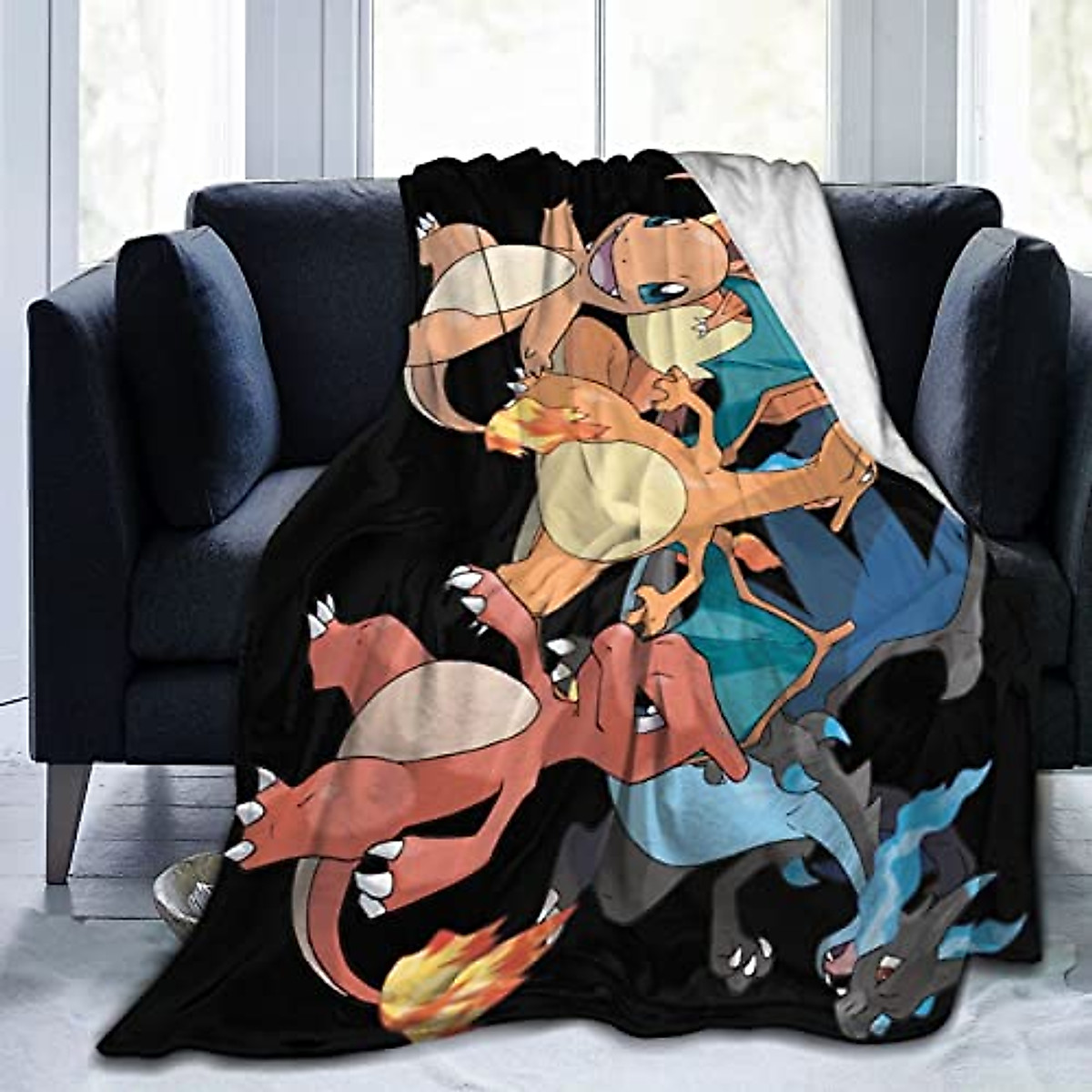 4414 Interesting Flannel Fleece Blanket for Beding Cozy Plush Throw Lightweight Decorative Air Conditioner Towel Couch Sofa Chair Office Travelling Camping Gift 60*50inch,Black