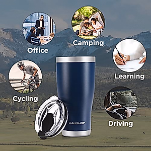HAUSHOF 20 oz Tumbler, Stainless Steel Vacuum Insulated Coffee Tumbler Water Cup, Double Wall Travel Mug with Lid, Perfect for Hot and Cold Drinks