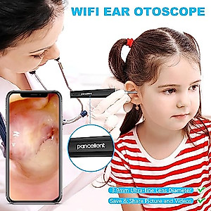 Pancellent Digital Otoscope Camera with Light, Ear Camera, Video Ear Scope with Ear Wax Removal Tools, Ear Endoscope Cleaner, Compatible with iPhone, iPad, Android Smart Phone (Basic Edition Black)