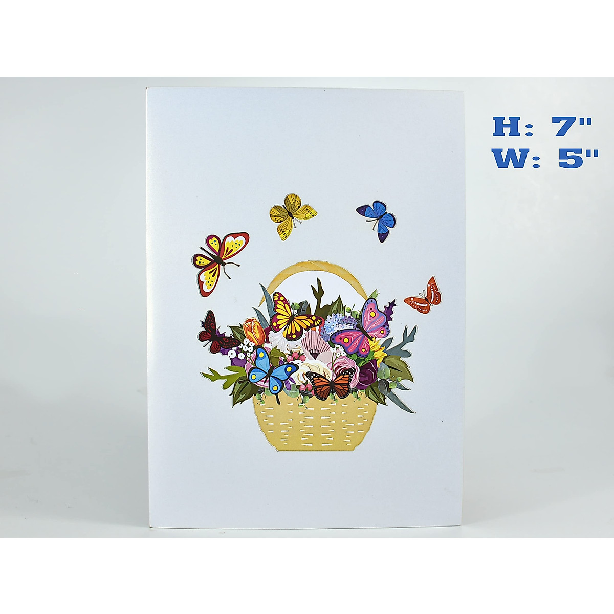 Teabug Cards Basket of Colorful Butterflies Pop Up Card, Birthday Card, Mothers Day Card, Get-Well Card, Spring and Summber Card, All Occasions