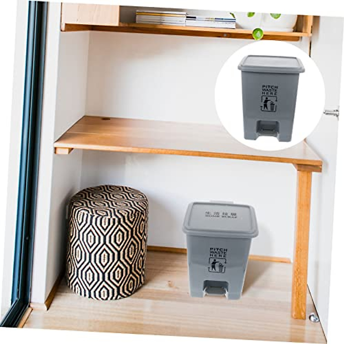 Operitacx 1pc Pedal Trash Can Round Trash Can Desk Dumpster Mesh Trash Can Dustbin Rubbish Can Kitchen Home Dustbin Large Capacity Garbage Can Waste Bin Rubbish Container Grey Plastic Simple