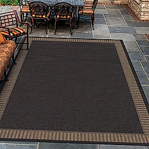 Couristan Recife Wicker Rug, 5-Feet 3-Inch by 7-Feet 6-Inch, Stitch/Black/Cocoa