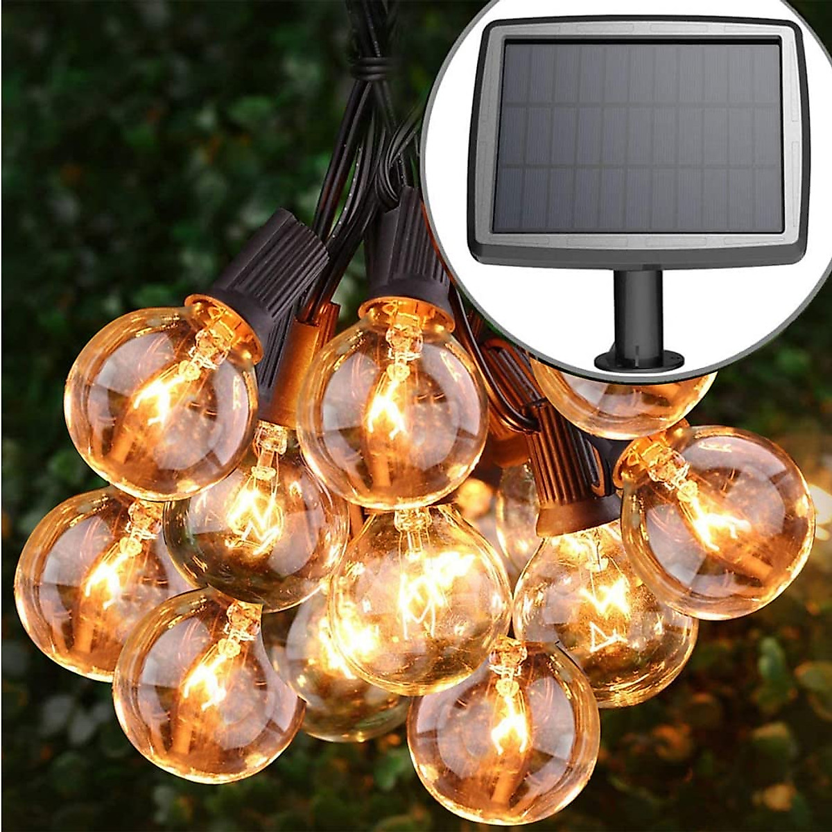 Solar String Lights, Waterproof and Shatterproof LED Outdoor Solar Light with 25 G40 Bulbs, 27 Ft Long Umbrella Sting Lights Patio Lights