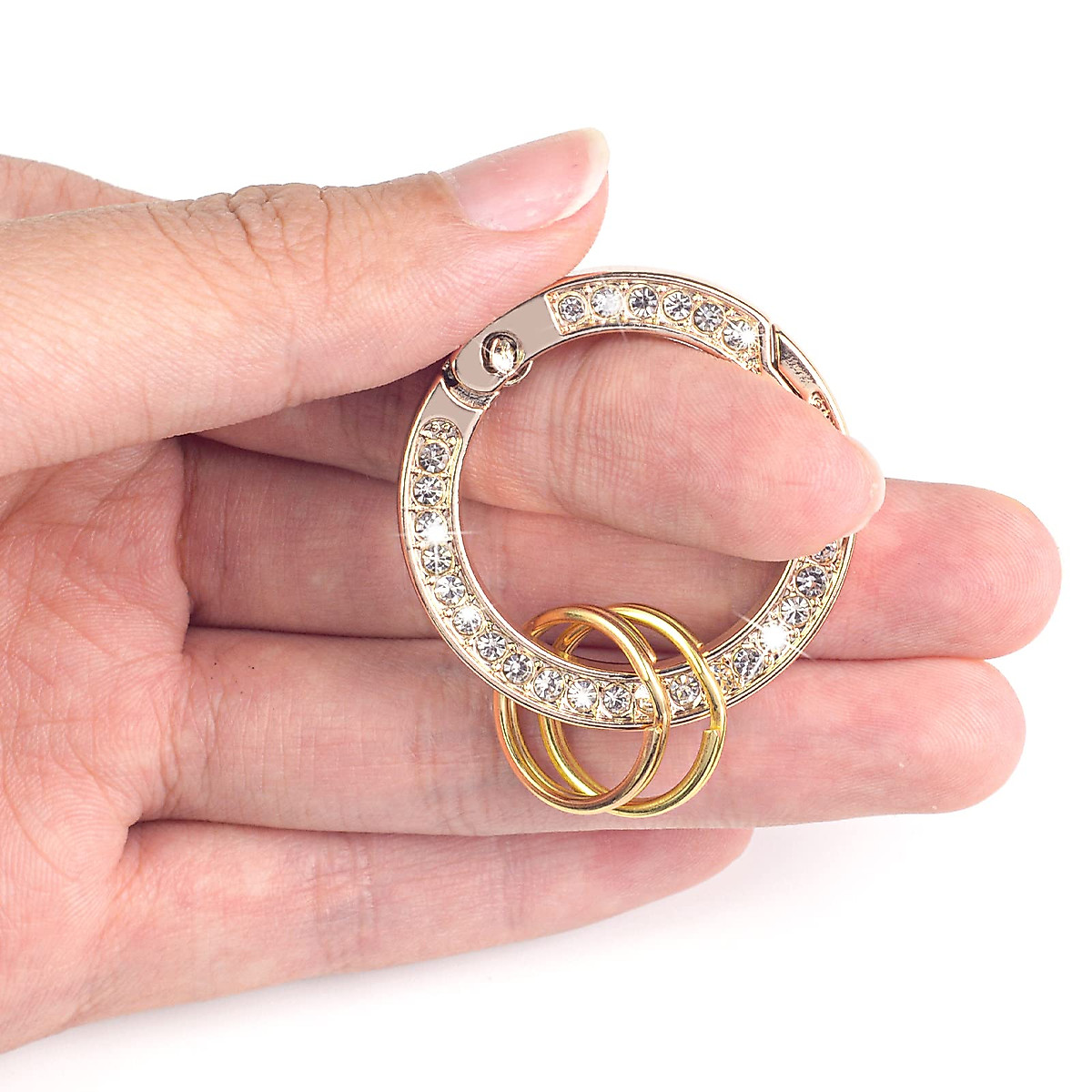 SK CUSTOM Gold Bling Rhinestones keychain Fingerprint Resistant Plating Metal Key Chain Ring