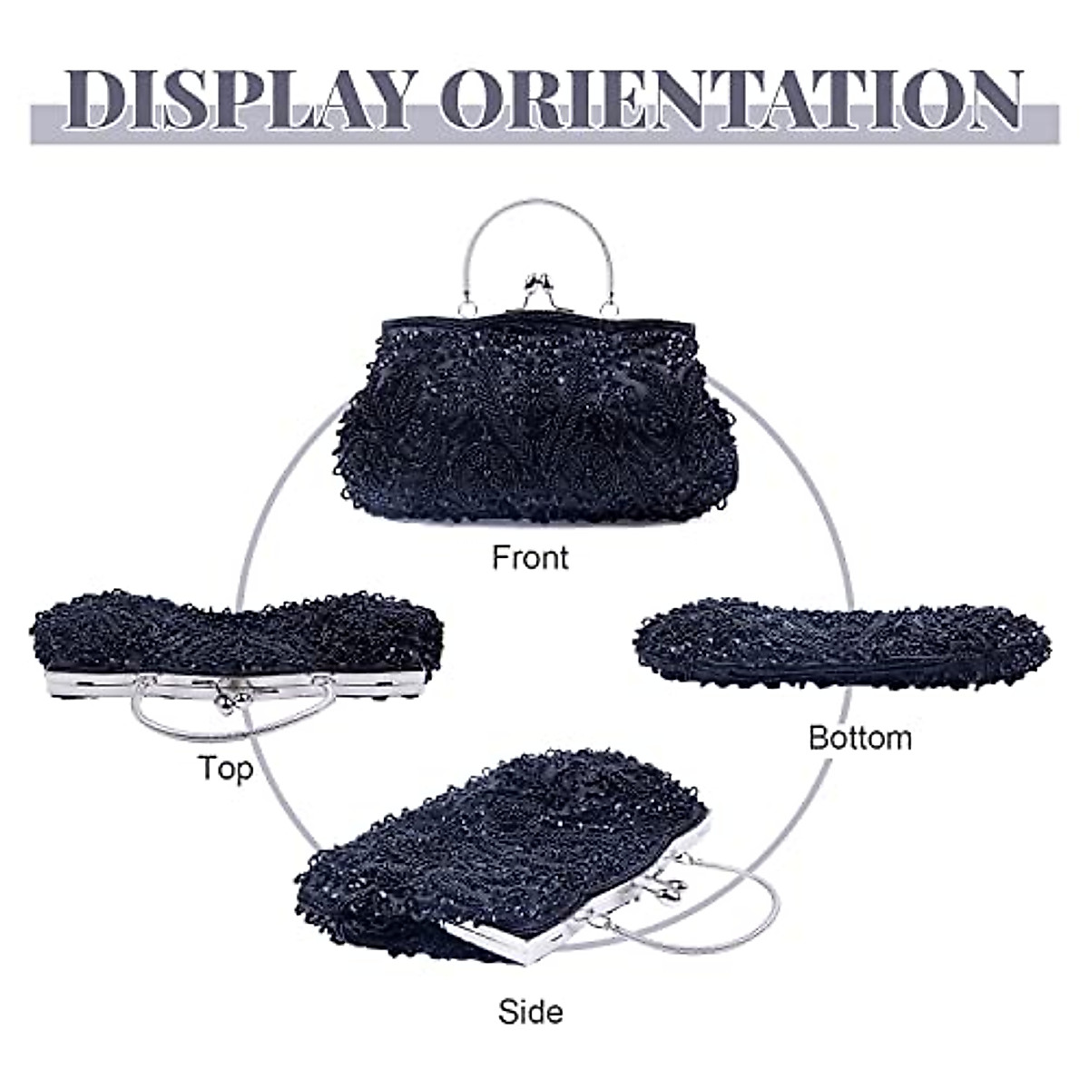 FUKZTE Purses and Handbags Envelope Evening Clutch Crossbody Bags Wedding Party Shoulder Bag for Women,black