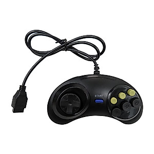 Xspeedonline 2Pcs Wired Game Controller with 8-Way Directional Pad 6-Digital Buttons for Nintendo SNES Platform, Gamed Joystick Compatible for Sega Genesis, Black