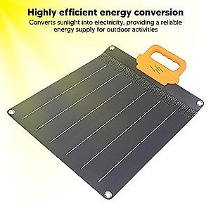 20W 18V Flexible Solar Panel, Waterproof Foldable Portable Monocrystalline Solar Panel Charger with Handle for Marine RV Cabin Van Car (Black)