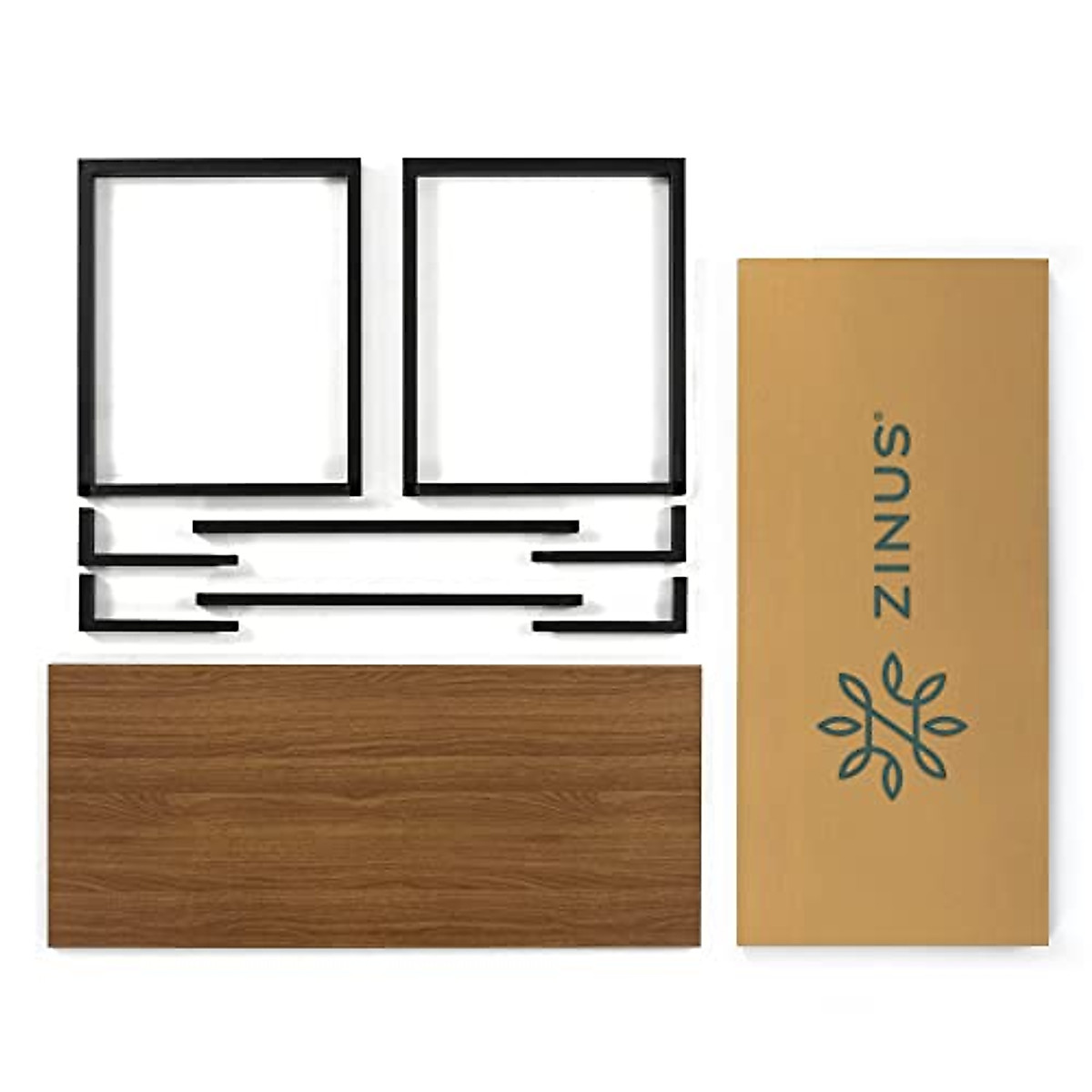 ZINUS Jennifer 47 Inch Black Frame Desk / Computer Workstation / Office Desk / Easy Assembly, Brown