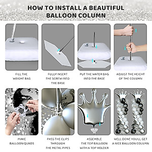 SINBEE Balloon Arch Stand, Balloon Arch Kit of 2, 7 Feet Height Adjustable Metal Balloon Column Stand for Party Decorations Wedding Birthday, Graduation Party Decoration, Baby Shower, Silver