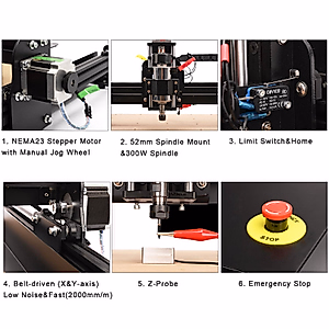 FoxAlien CNC Router Machine 4040-XE, 300W Spindle 3-Axis Engraving Milling Machine for Wood Metal Acrylic MDF Nylon Carving Cutting Arts and Crafts DIY Design, Black