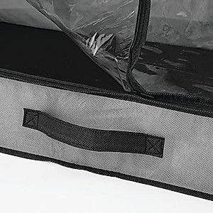 mDesign Soft Fabric Under Bed Storage Organizer Holder Bag for Clothing, Accessories, Boots - Easy-View Top Panel, 2-Way Zippered Lid, Side Handles, 2 Pack - Charcoal Gray/Black