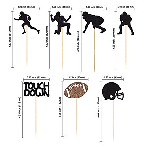 Gyufise 28Pcs Rugby Ball Cupcake Toppers Black Football Players Sport Cupcake Picks Football Cupcake Toppers Super Rugby Touch Down Sports Theme Baby Shower Birthday Party Cake Decorations Supplies