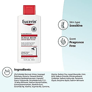 Eucerin Eczema Relief Cream & Body Wash, Eczema Body Wash, Cream Body Wash, 13.5 Fl Oz Bottle