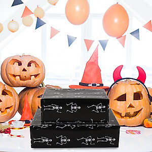 Generic AnyDesign 6 Sheets Halloween Wrapping Paper -Not Roll- Dancing Skeleton Gift Wrap Paper Folded Flat Art Paper for DIY Crafts Trick or Treat Birthday Party, 27.6 x 39.4 Inch