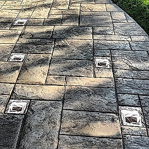 ASTRAEUS Solar Brick Light Solar Ice Light Ice Cube Lights Buried Light Paver for Garden Courtyard Pathway Patio Outdoor Decoration 4 Pack White （Upgraded Package）