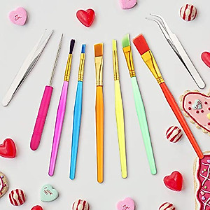 14 Pieces Cookie Tools Decorating Kit Cake Decorating Brush Scribe Tool Sugar Stir Needle Baking Tweezers for Sprinkles Elbow and Straight Tweezers Decorating Supplies for Cookie Cake Fondant