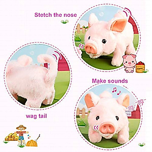 Liberty Imports My Pet Pig, Electronic Plush Piggy Toy Piglet That Walks, Wags Tail, Wiggles Nose, and Makes Oink Sounds for Kids, Boys, Girls