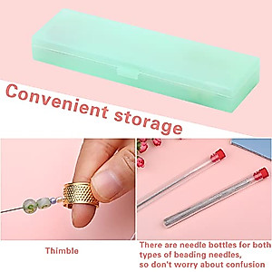 74 Pcs Beading Needles Set Include 60 Pcs Long Straight Beading Thread Needles + 8 Pcs Big Eye Beading Needles, Embroidery Needles with Needle Bottle, Thimble, Needle Threaders for Jewelry Making