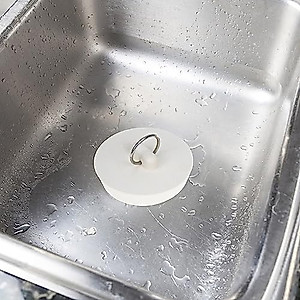 OSALADI 8pcs Drain Stopper Bathroom Tub Kitchen Sink Stopper Bathroom Sink Stopper Tub Stopper with Pull Ring Bathtub Drain Stoppers Washbasin Stopper Anti-blocking White Drain Rubber